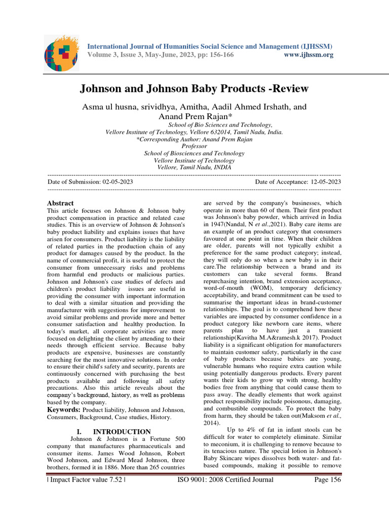 Johnson and Johnson Baby Products Review | PDF | Brand | Johnson & Johnson