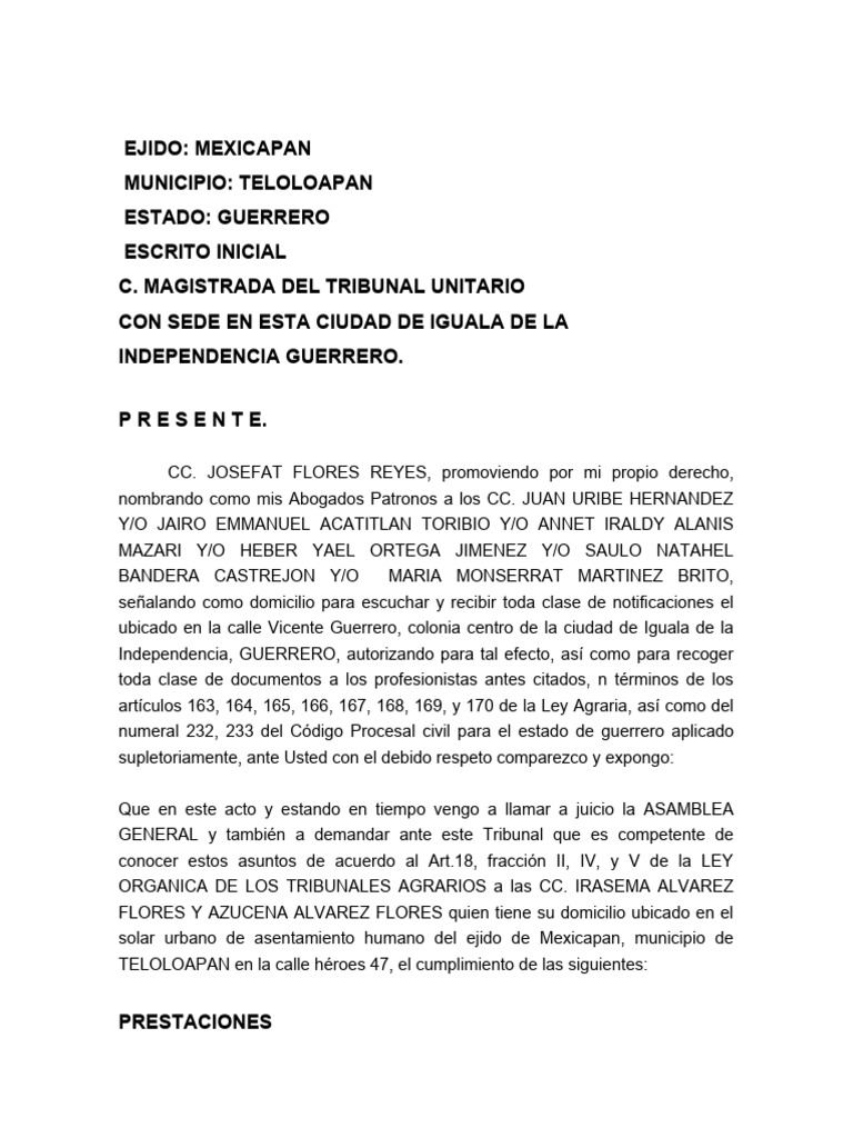 Demanda de Posesión de Solar Ejidal | PDF | Gobierno | Justicia