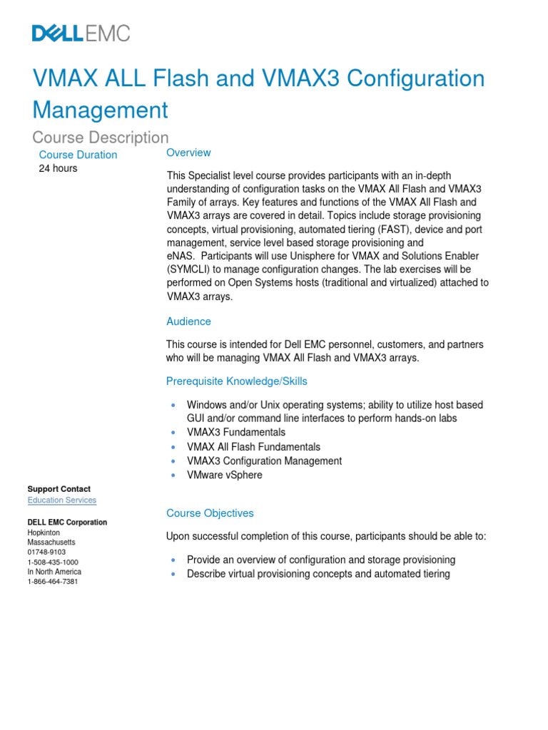 VMAX All Flash and VMAX3 Configuration Management Course Description | PDF | Dell | Graphical ...