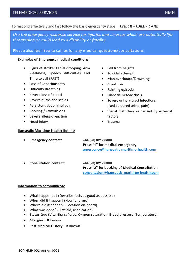 HMH Telemedical Services | PDF | Pain | Allergy