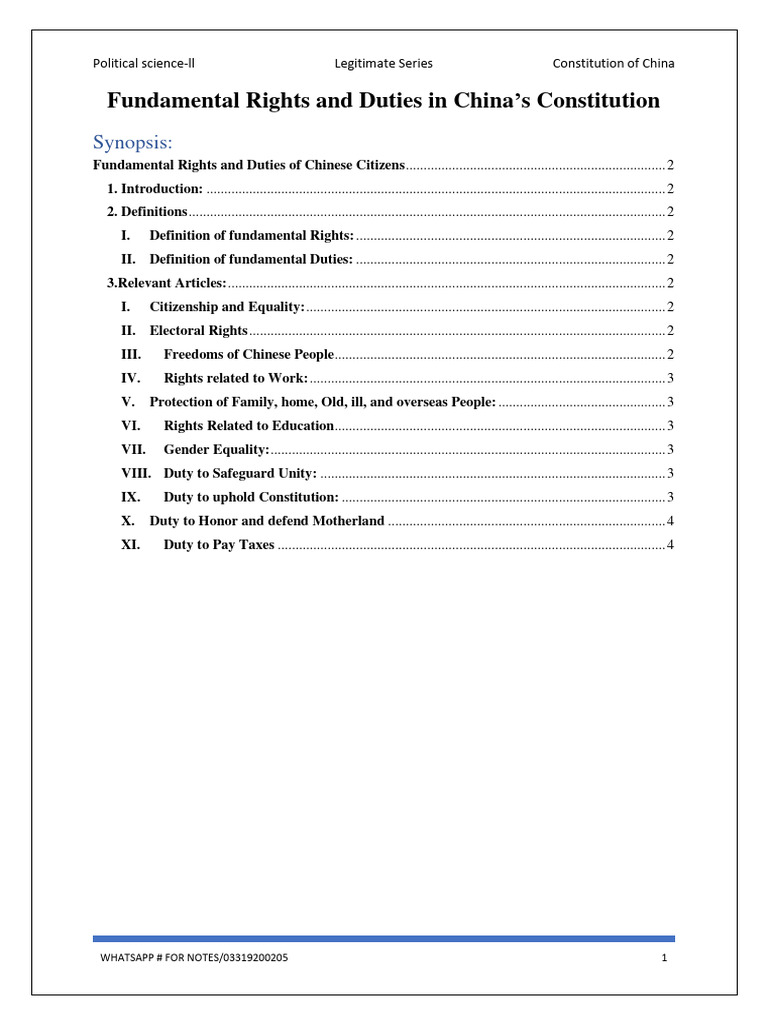 Fundamental Rights and Duties in China | PDF | Citizenship | Government ...