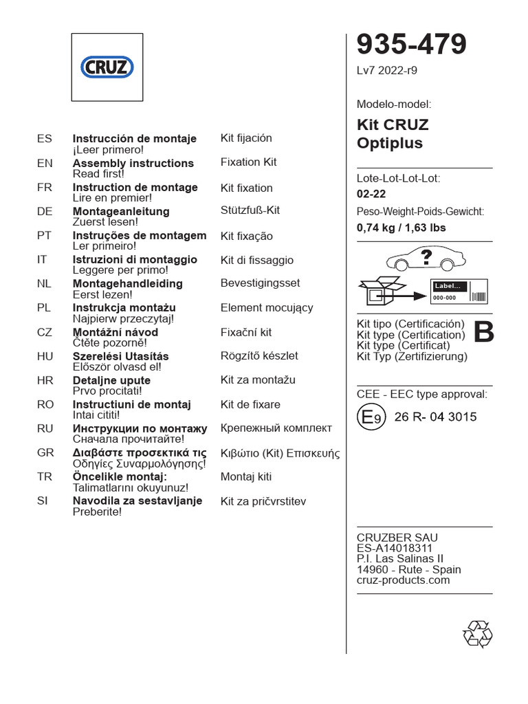Kit Cruz Optiplus: Label.. | PDF