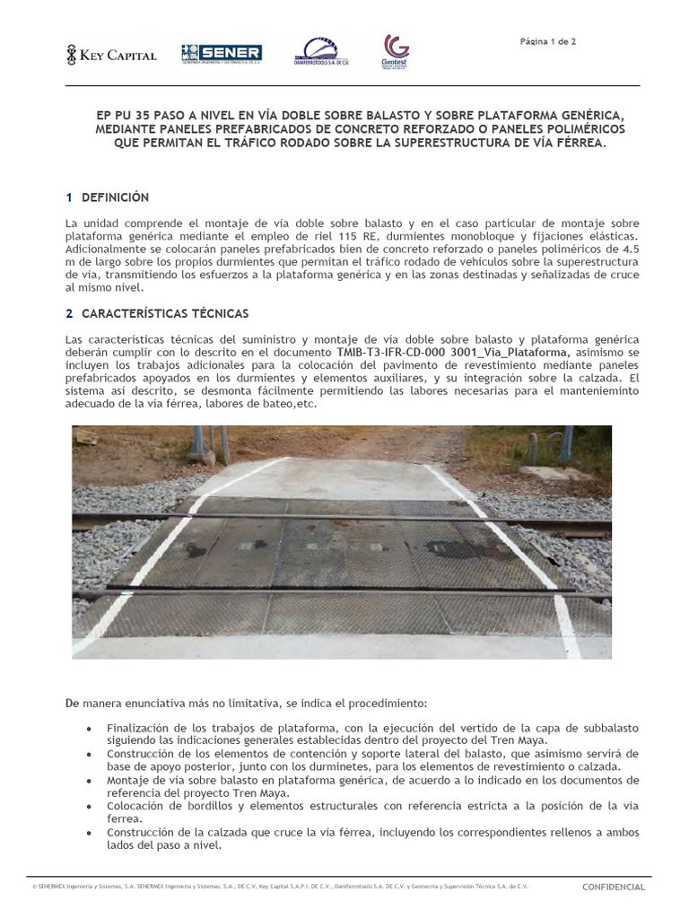 EP PU 35 Paso A Nivel Vía Doble Sobre Balasto y Sobre Plataforma ...