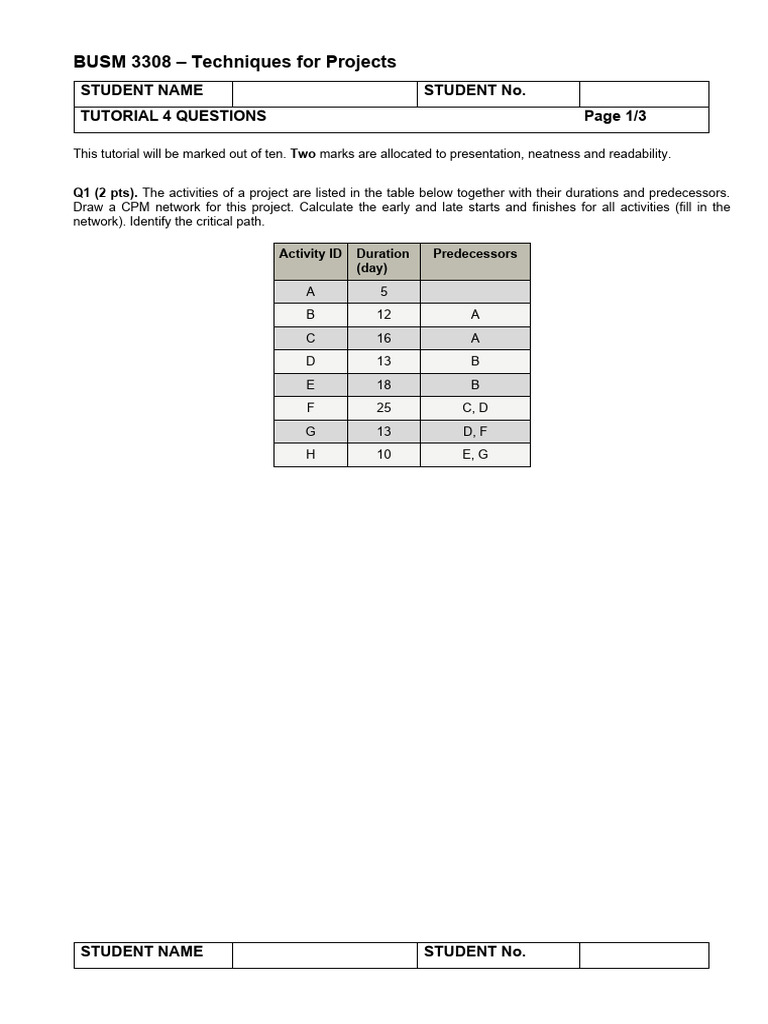 Week 4 - CPM I - 2024 | PDF | Operations Research | Projects