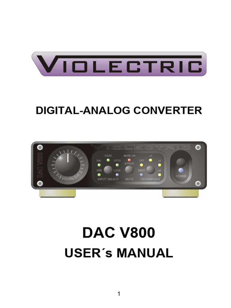 V800-E Manual | PDF | Digital To Analog Converter | Sampling (Signal ...
