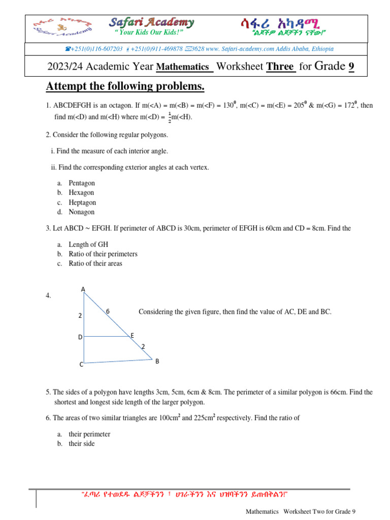 Grade 9 Math Worksheet | PDF | Home & Garden