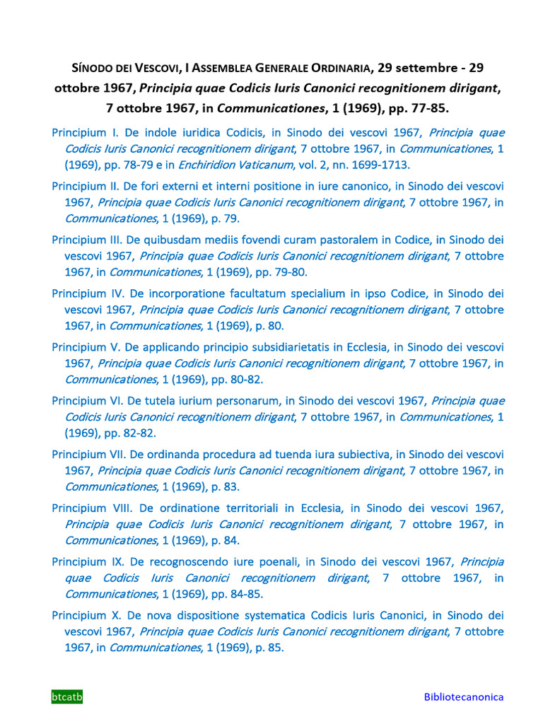 Principia Quae Codicis Iuris Canonici Recognitionem Dirigant | PDF
