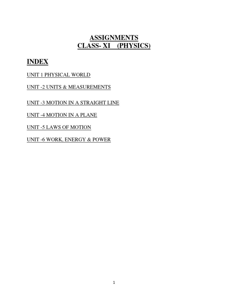 Document1 2022new Asssignment Class Xi Physics +MCQ (1) August | PDF | Momentum | Acceleration