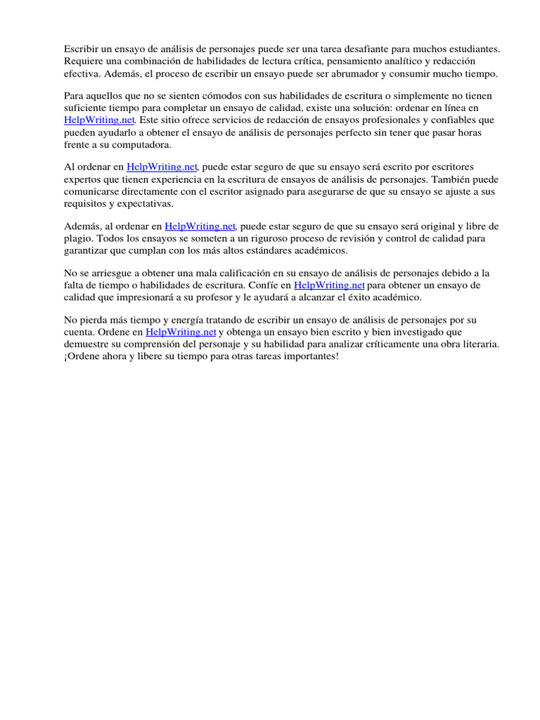 Cómo Escribir Un Ensayo de Análisis de Personajes | PDF | Scribd ...