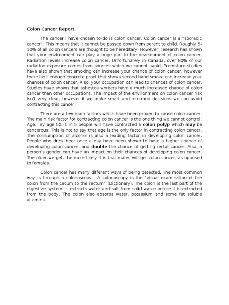 Cancer Report | PDF | Colonoscopy | Colorectal Cancer