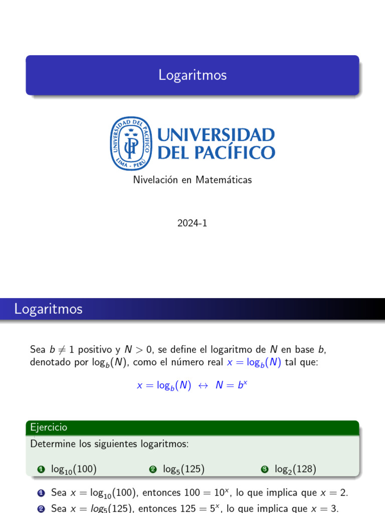 Logaritmos | PDF | Matemáticas | Análisis matemático