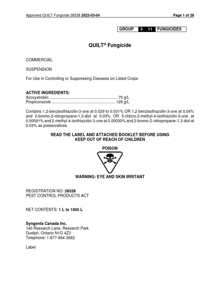 Quilt Fungicide 28328 en Pamphlet | Download Free PDF | Bean | Legume