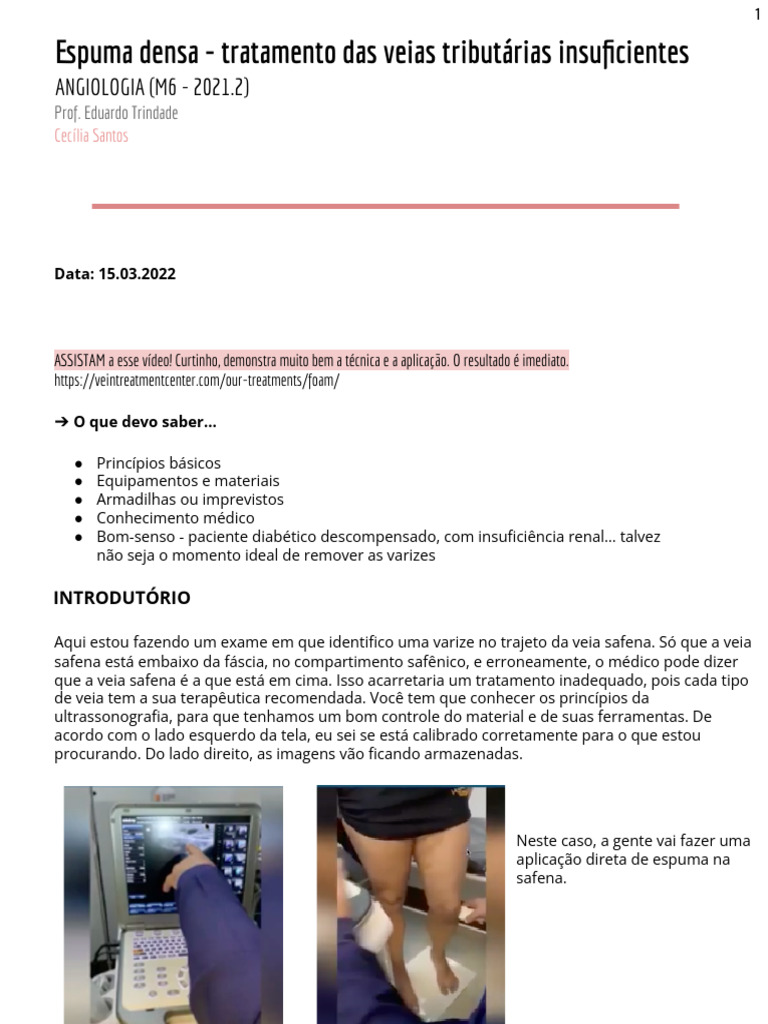 ANGIOLOGIA Espuma Densa | PDF | Veia | Varizes