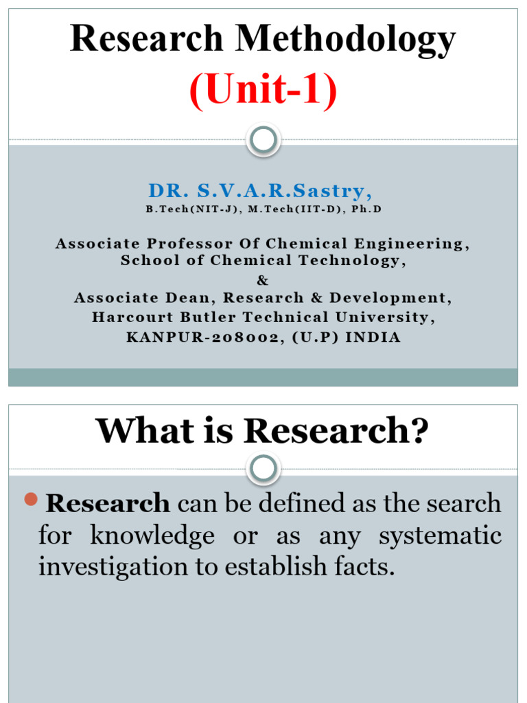 Research Methodology - Unit 1 | PDF | Methodology | Survey Methodology
