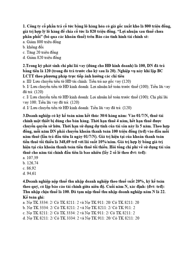ÔN TẬP KTTC3 - 3 | PDF