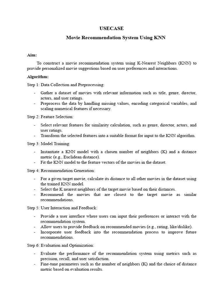 Movie Recommendation System KNN (ML-Usecase) | PDF | Cognitive Science | Computer Science