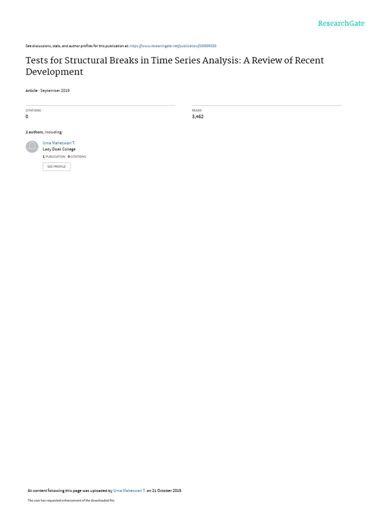 Testsfor Structural Breaksin Time Series Analysis AReviewof Recent ...