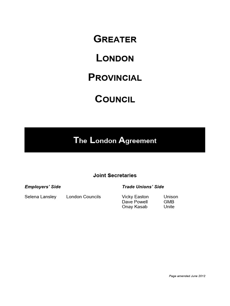 The London Agreement Revised November 2014 | PDF | Overtime | Employment