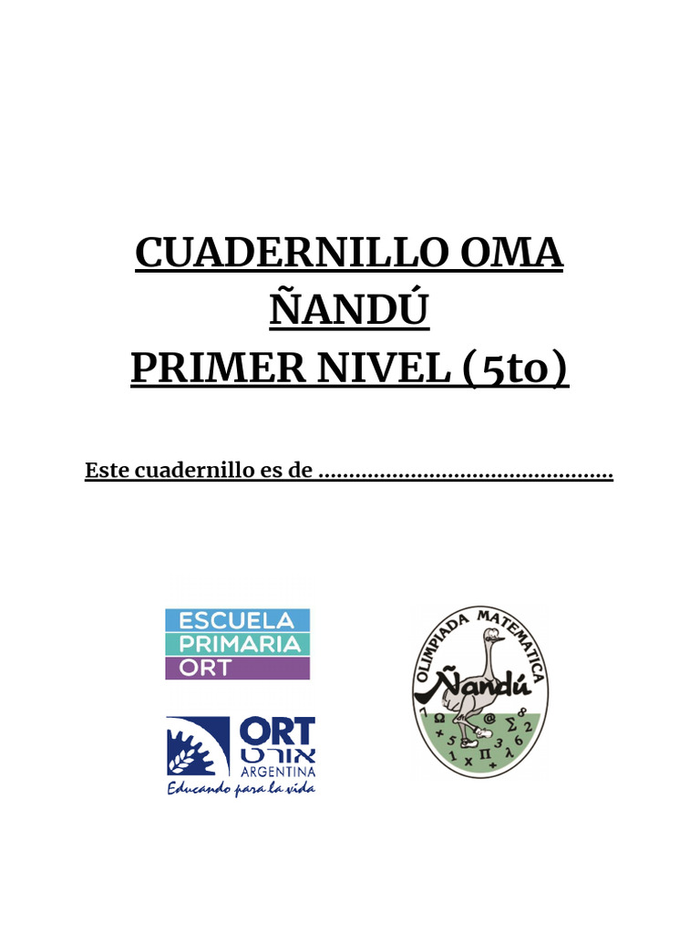 Cuadernillo Oma Ñandú Primer Nivel (5to) : Este Cuadernillo Es de | PDF | Rectángulo | Triángulo