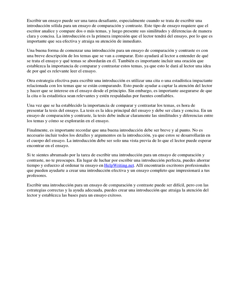 Cómo Escribir Una Introducción Para Un Ensayo de Comparación y Contraste | PDF | Ensayos ...