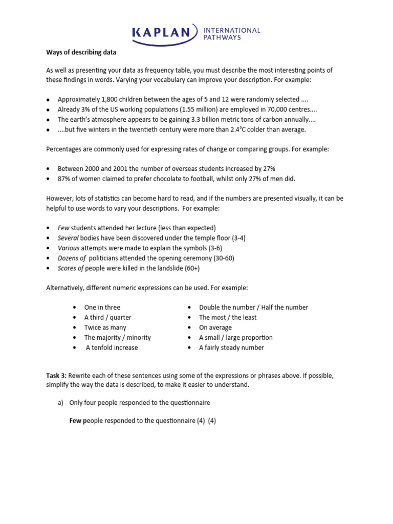 Ways of Describing Data | PDF Ways of Describing Data | PDF