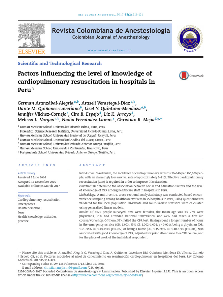 Conocimiento de BLS Y ACLS en Perú | PDF | Cardiopulmonary ...