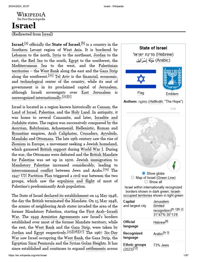 Israel - SC1 | PDF | Israel | World Politics