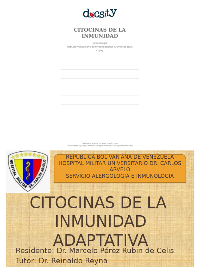 Docsity Citocinas de La Inmunidad | PDF | Citocina | Interleucina 2