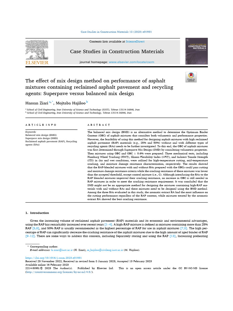 Case Studies in Construction Materials: Hassan Ziari, Mojtaba Hajiloo ...