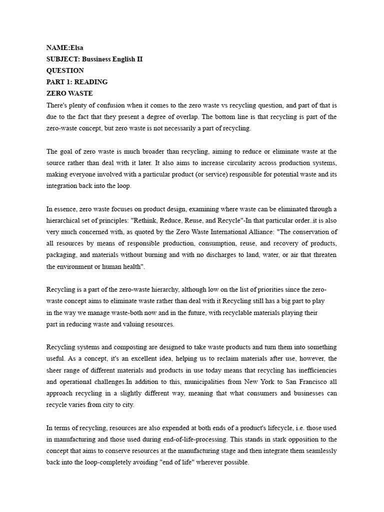 ELSA | PDF | British Cuisine | Recycling