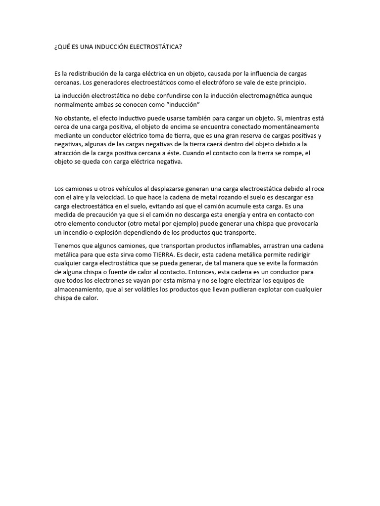 Qué Es Una Inducción Electrostática | PDF