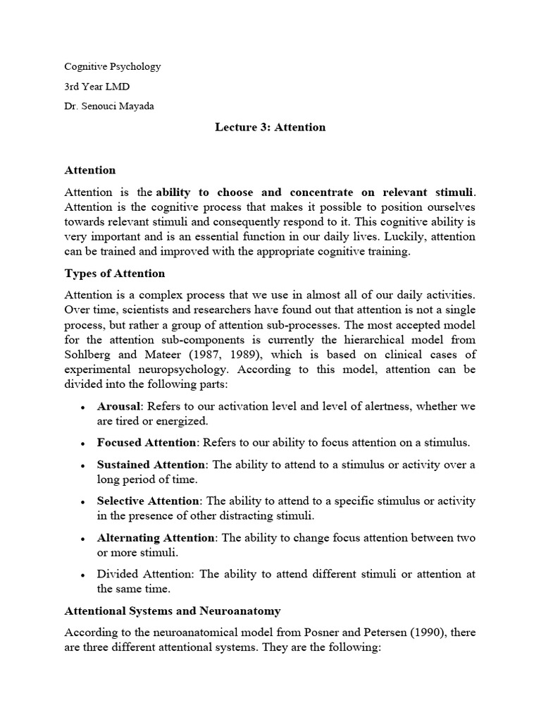 Lecture 3 | Download Free PDF | Attention | Attention Deficit ...