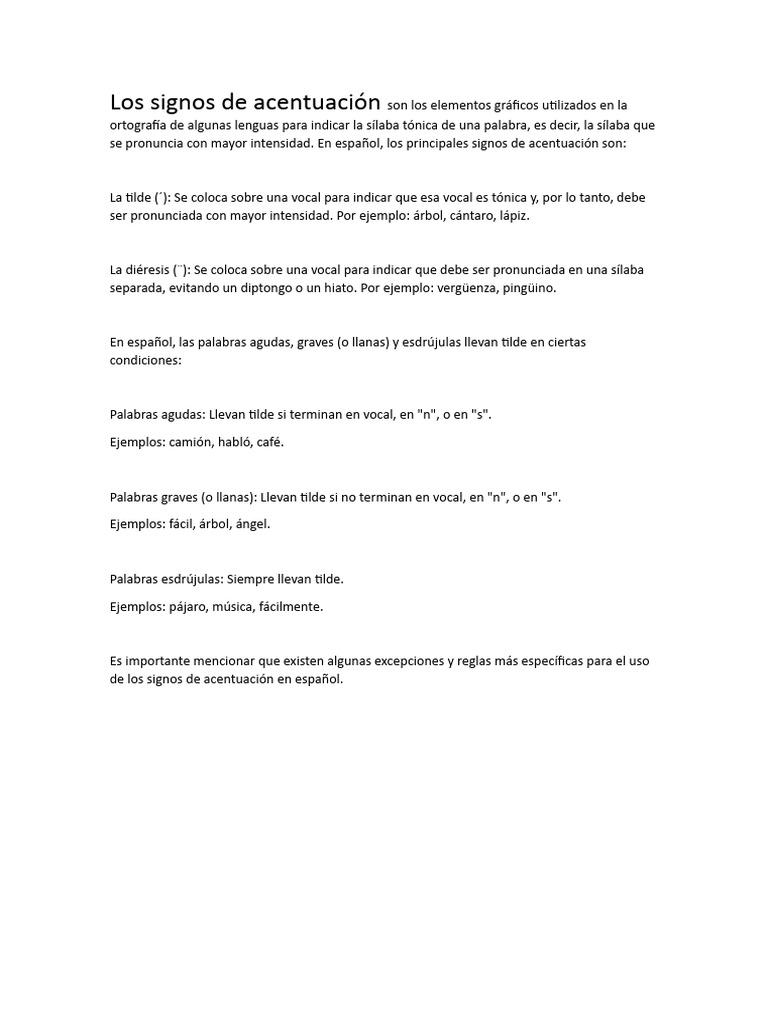 Los Signos de Acentuación | PDF