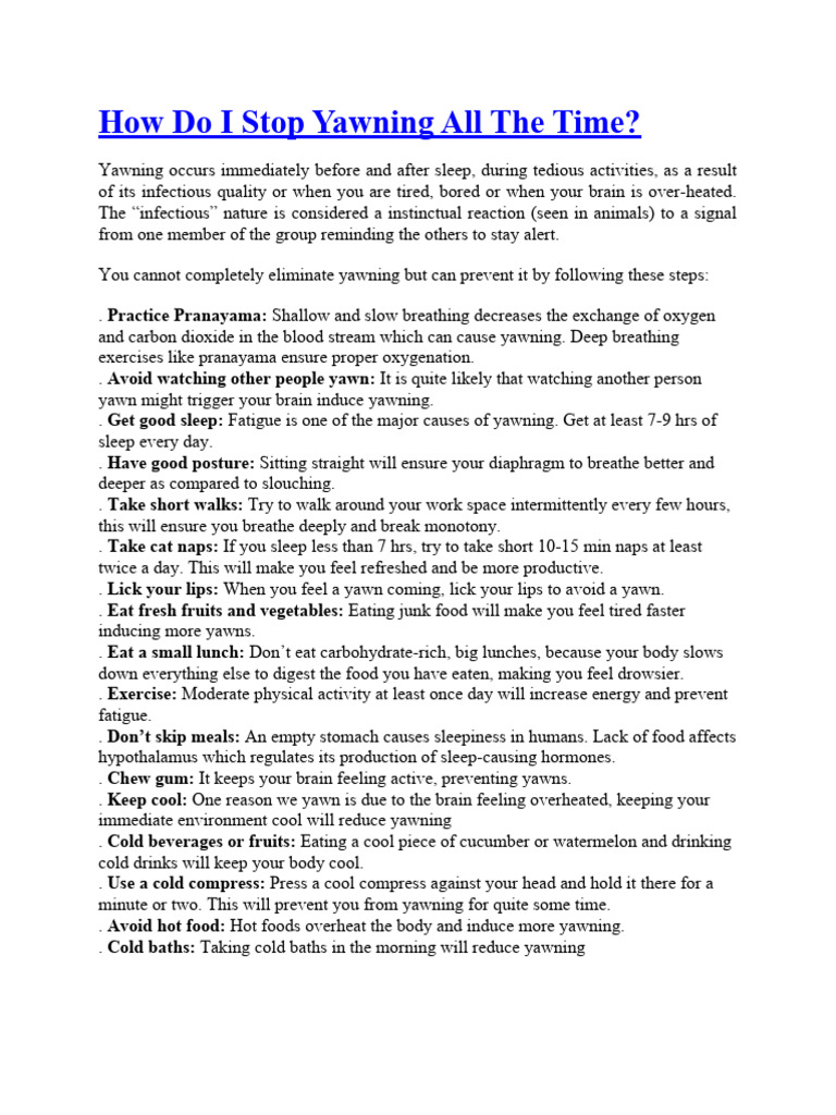 How Do I Stop Yawning All The Time | PDF | Eating | Breathing