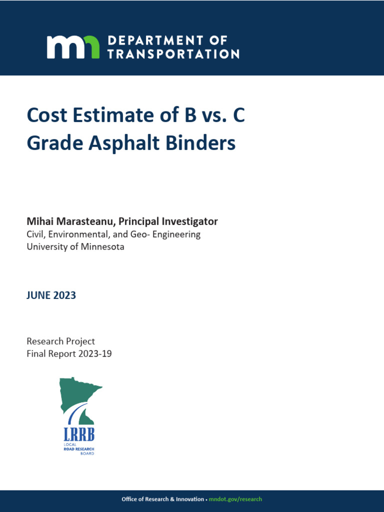 Cost Estimate of B vs. C Grade Asphalt Binders | PDF | Road Surface ...