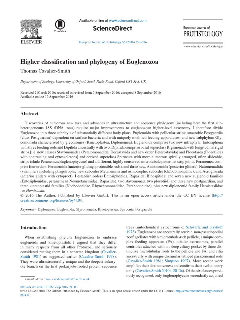 Euglenozoa Cavalier Smith | PDF | Protozoa | Taxonomy (Biology)