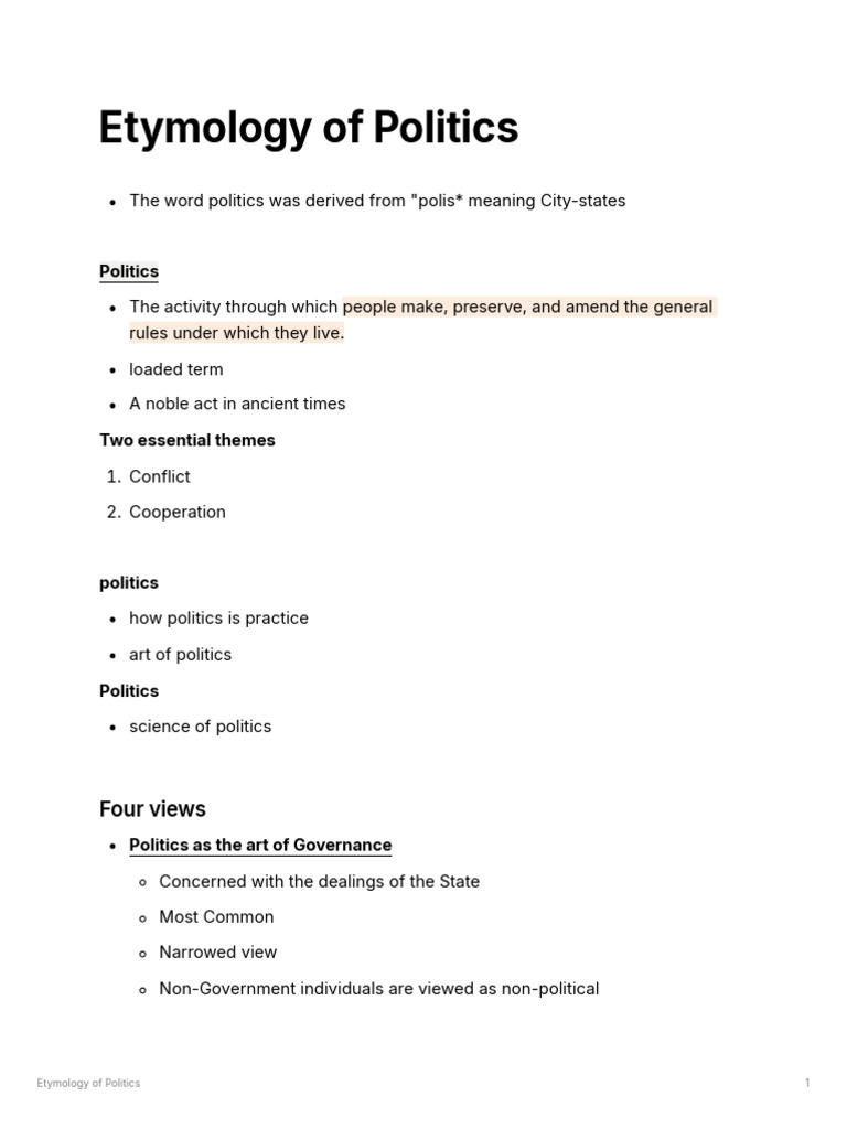 Etymology_of_Politics | PDF | Democracy | Political Ideologies