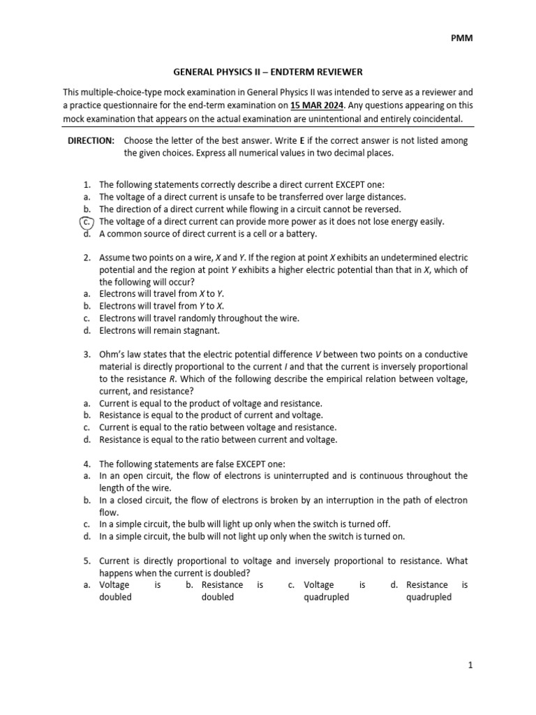 GENPHY-2-ENDTERM-REVIEWER | PDF | Electrical Resistivity And Conductivity | Electrical ...
