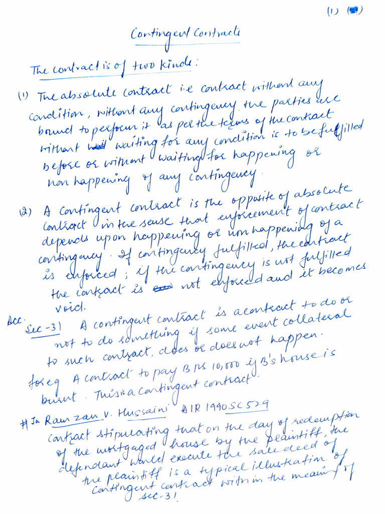 Contingent Contract | PDF