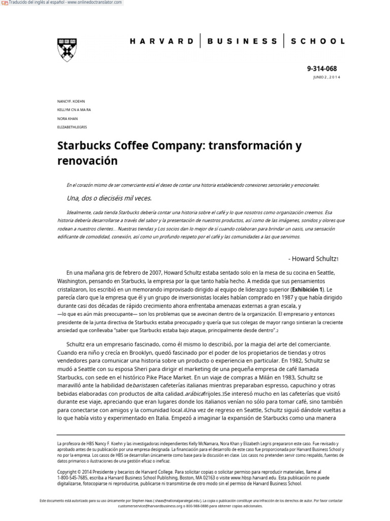Starbucks Coffee Company_ Transformation and Renewal | PDF | Starbucks ...