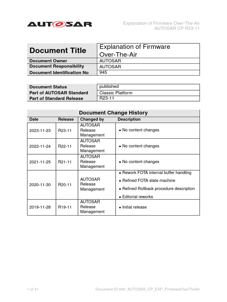 AUTOSAR CP EXP FirmwareOverTheAir | PDF | Booting | Flash Memory