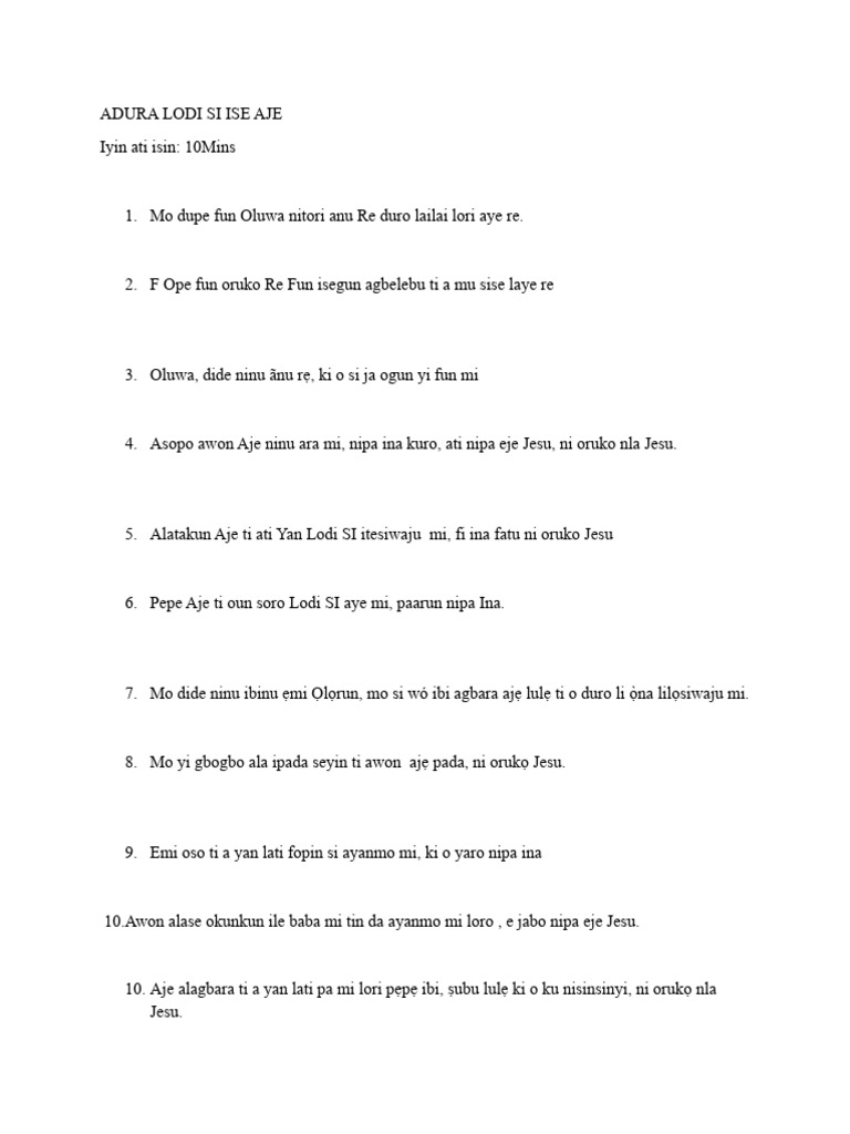 Ogun Lodi Si Ise Aje | PDF
