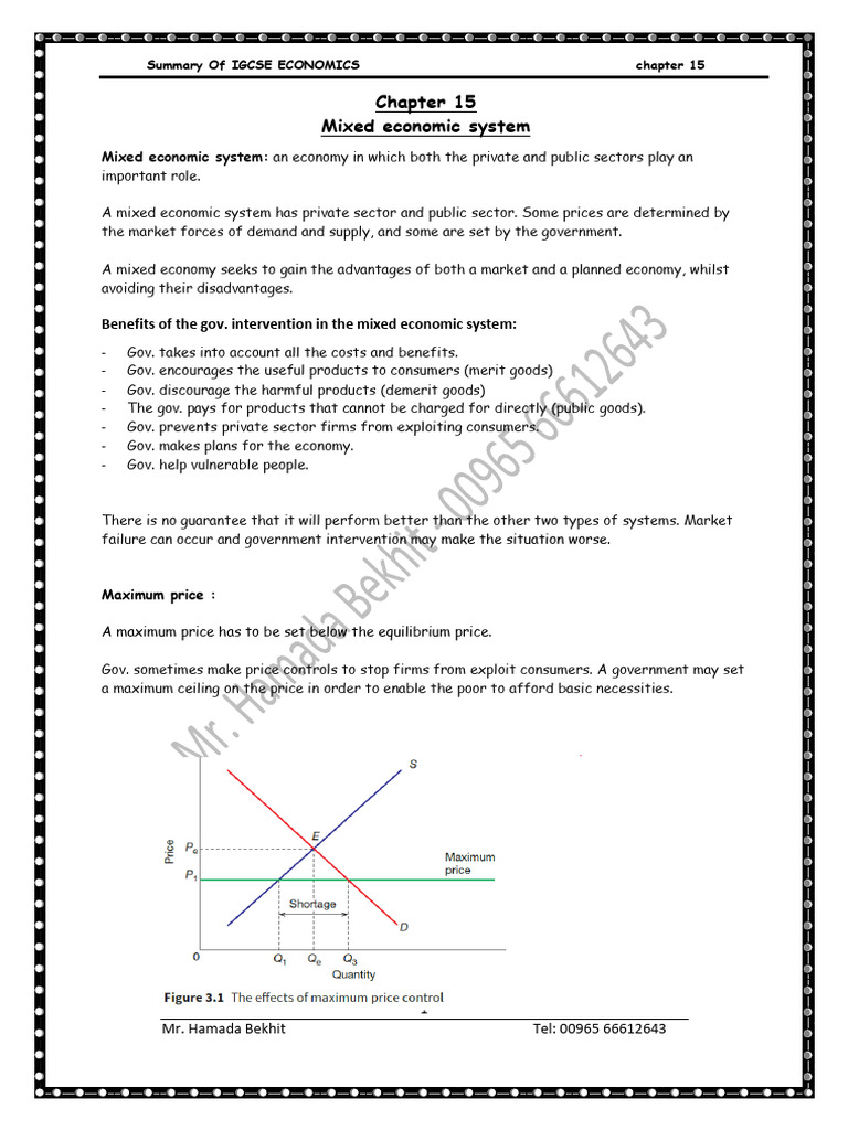 CH 15mixed Economic System Eco | PDF | Subsidy | Demand