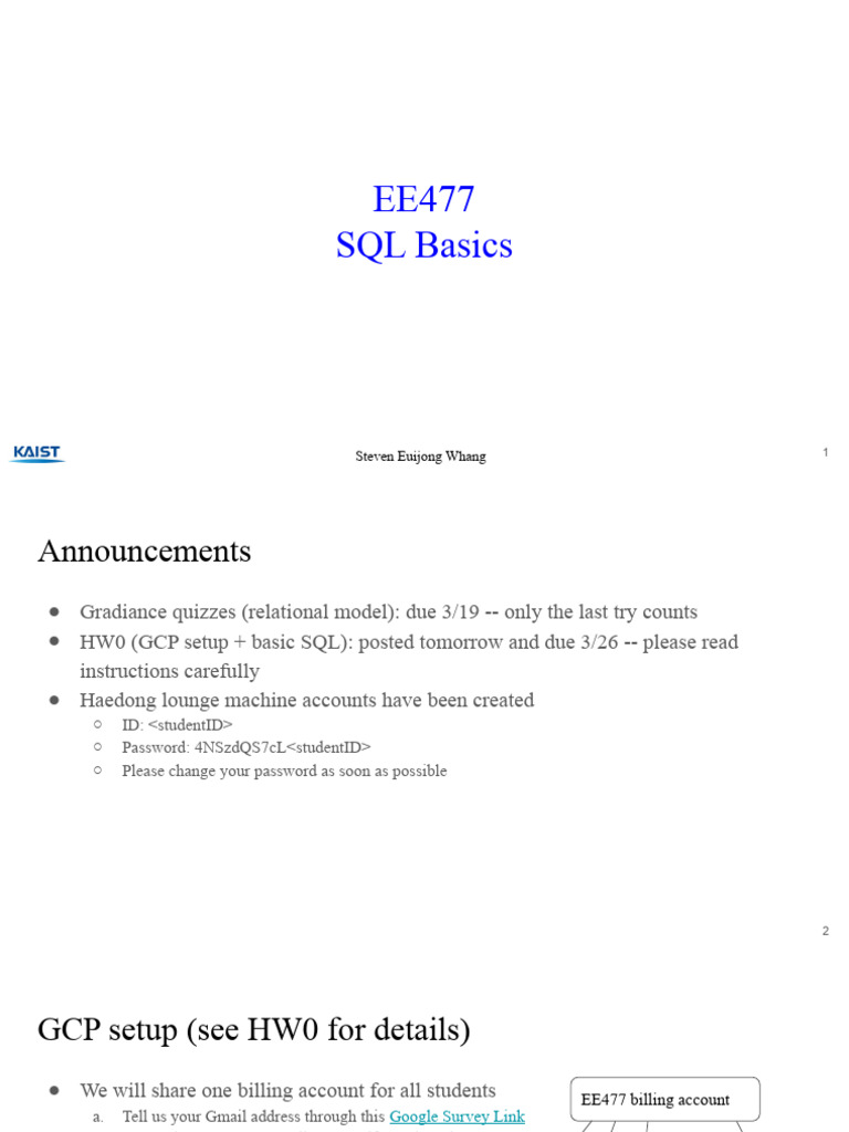 EE477 SQL Basics Overview | PDF | Sql | Relational Model