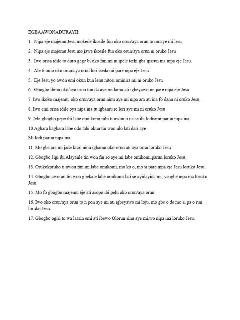 Itusile Lowo Oko Orun Ati Aya Orun Ati Efiji Buburu | PDF