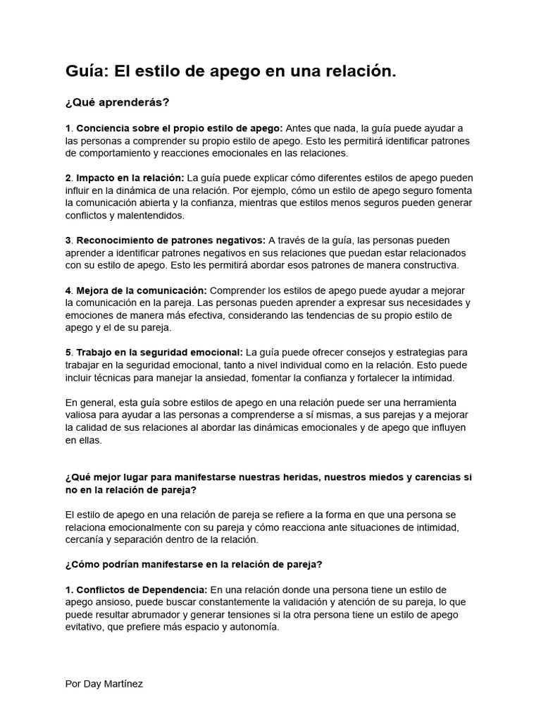 El Estilo de Apego en Una Relaciã N de Pareja | PDF | Teoría de apego | Las emociones
