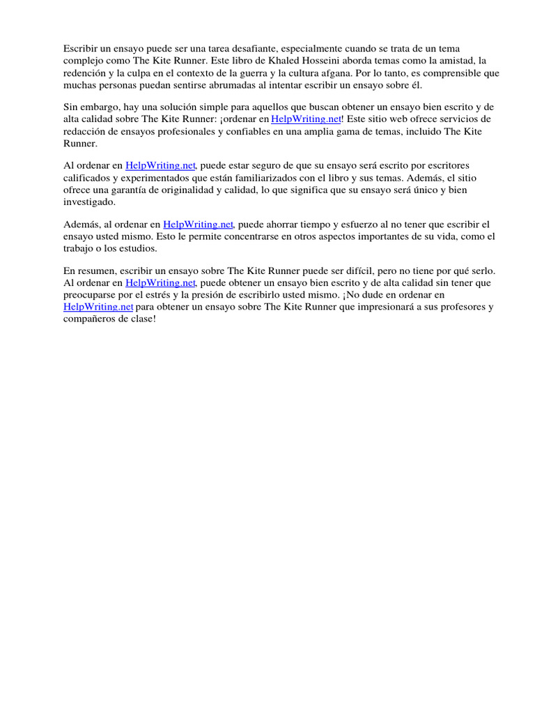 Ensayos de The Kite Runner | PDF | Religion & Spirituality