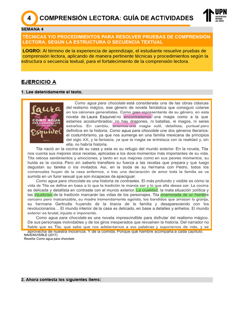 Técnicas para Comprensión Lectora | PDF | Chocolate