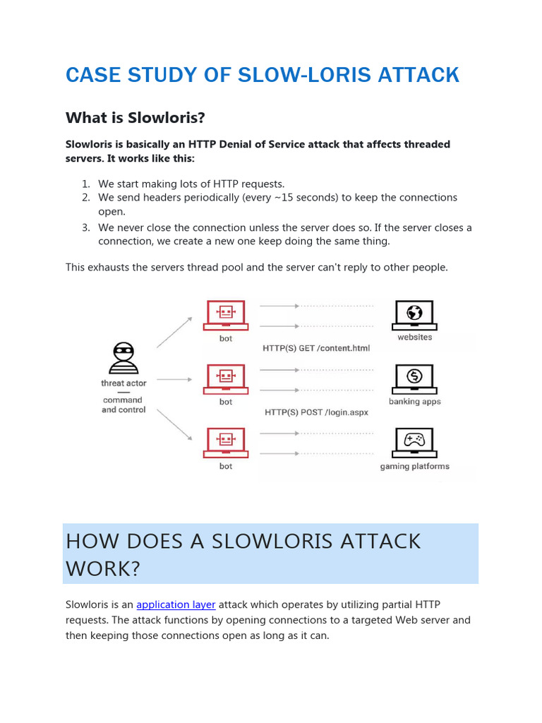 Slowloris Attack Case Study & Mitigation | PDF | Denial Of Service Attack | Networking