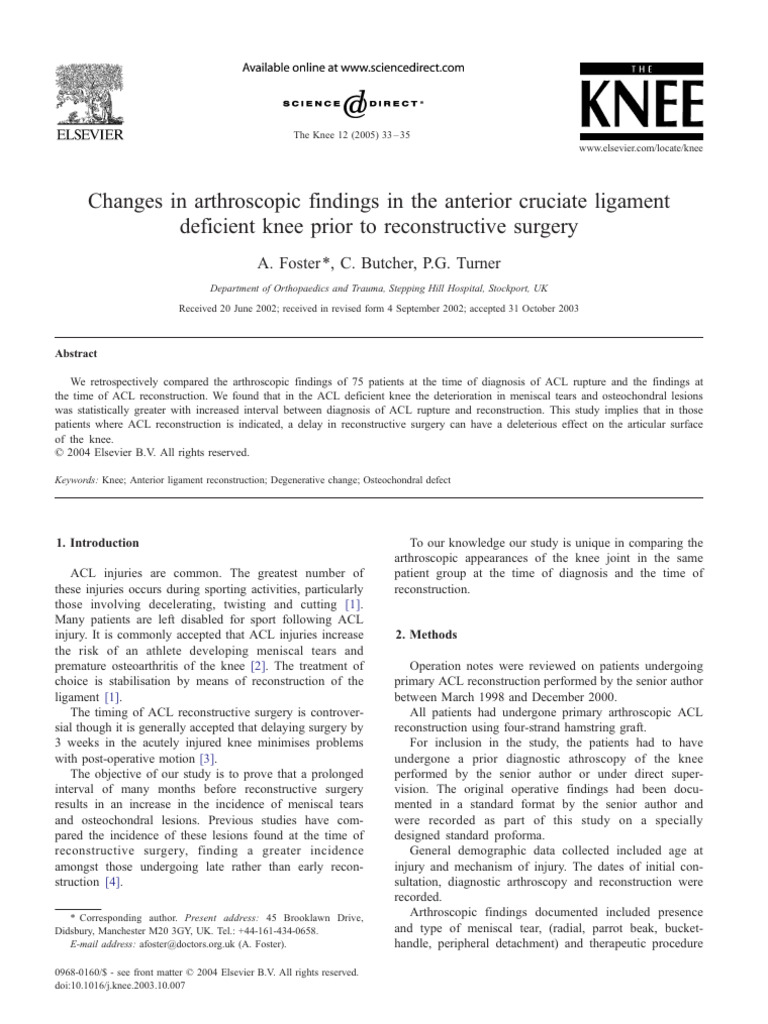 53 - Changes in Arthroscopic Findings in The Anterior Cruciate Ligament ...